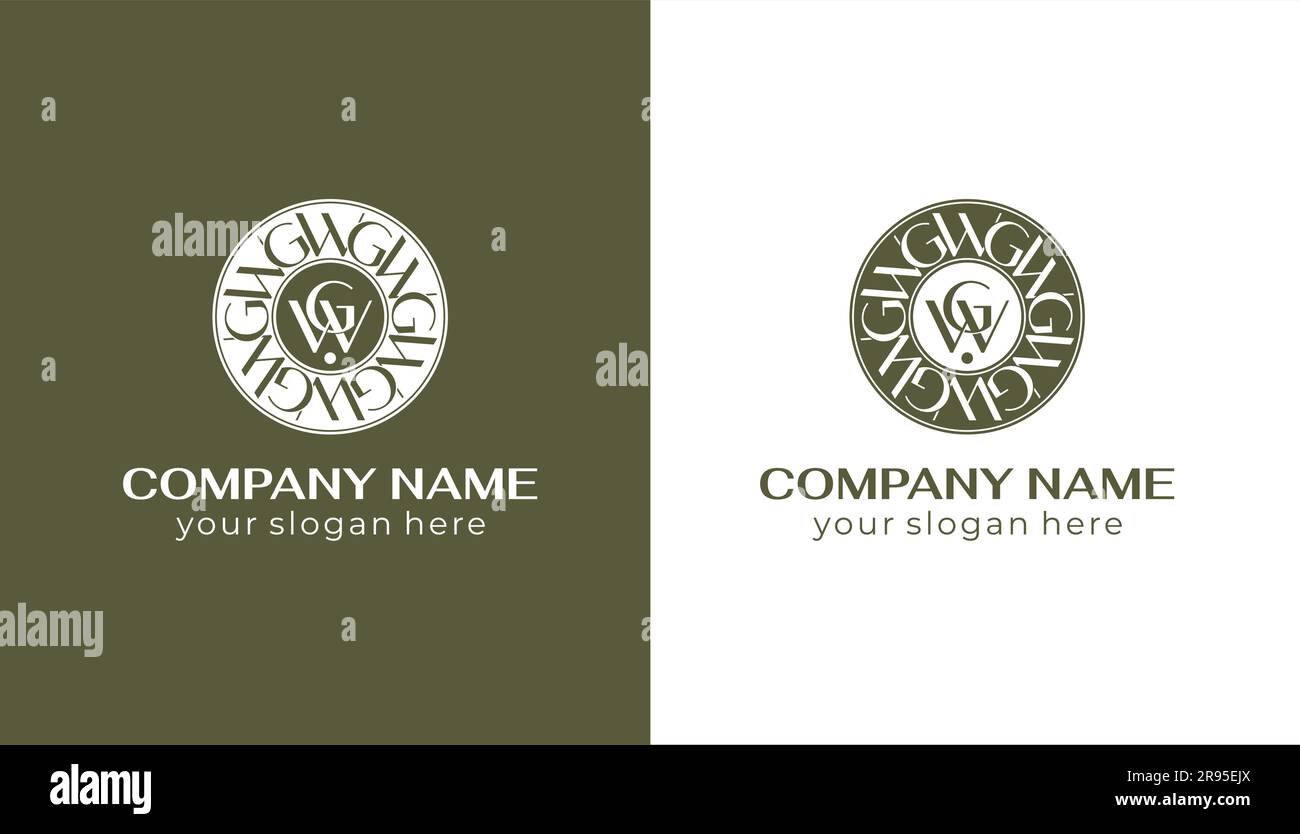 GW, WG logo. Luxury badge and monogram. Vector elegant logo. Letter WG ...