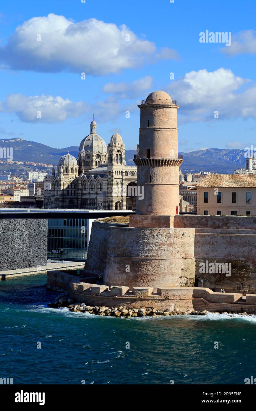Fort Saint-Jean, Sainte-Marie-Majeure Cathedral and the Mediterranean ...