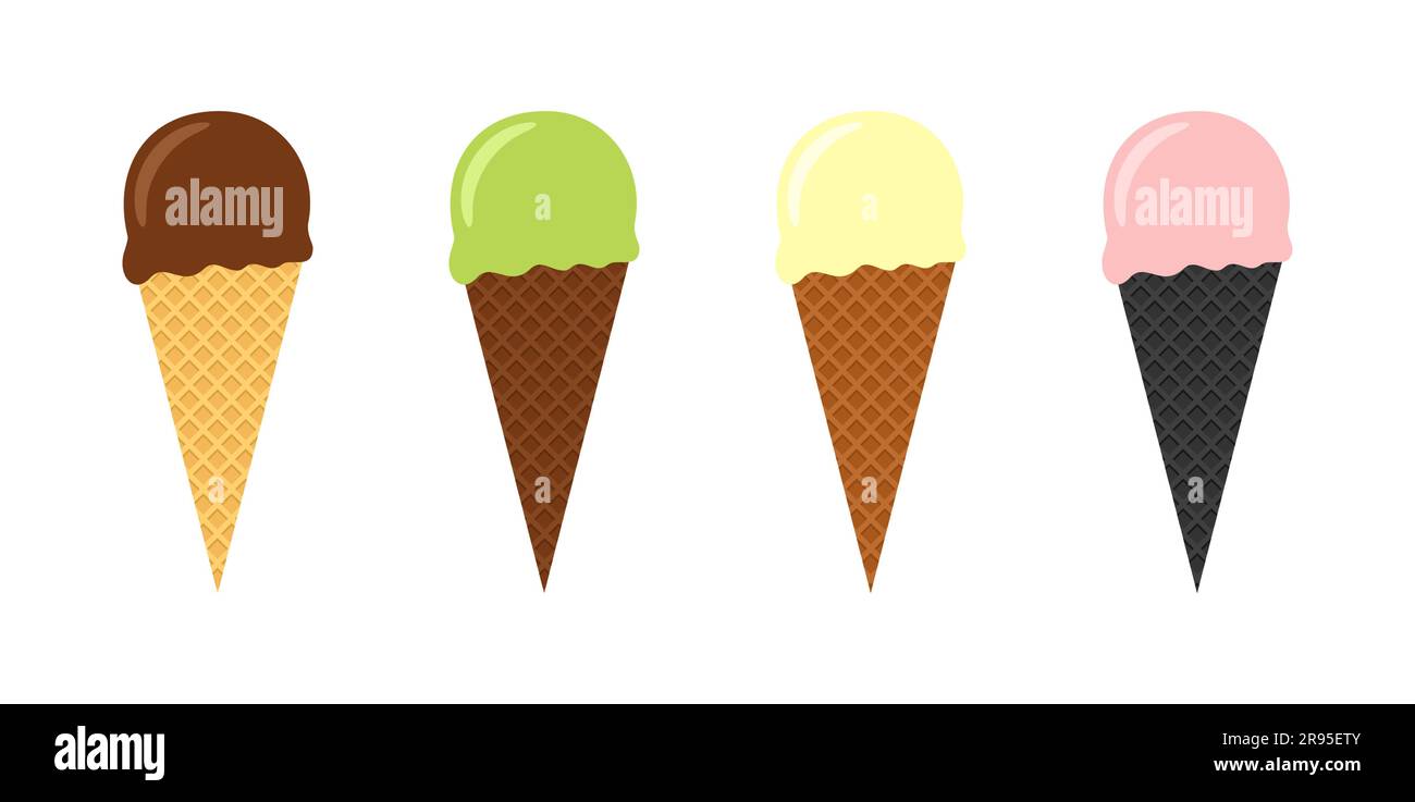 Chocolate, green pistachio, vanilla and pink berry ice cream balls in ...