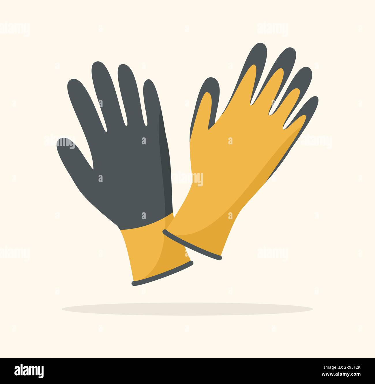 Protective rubber garden gloves in yellow and gray colors. Flat vector illustration Stock Vector ...
