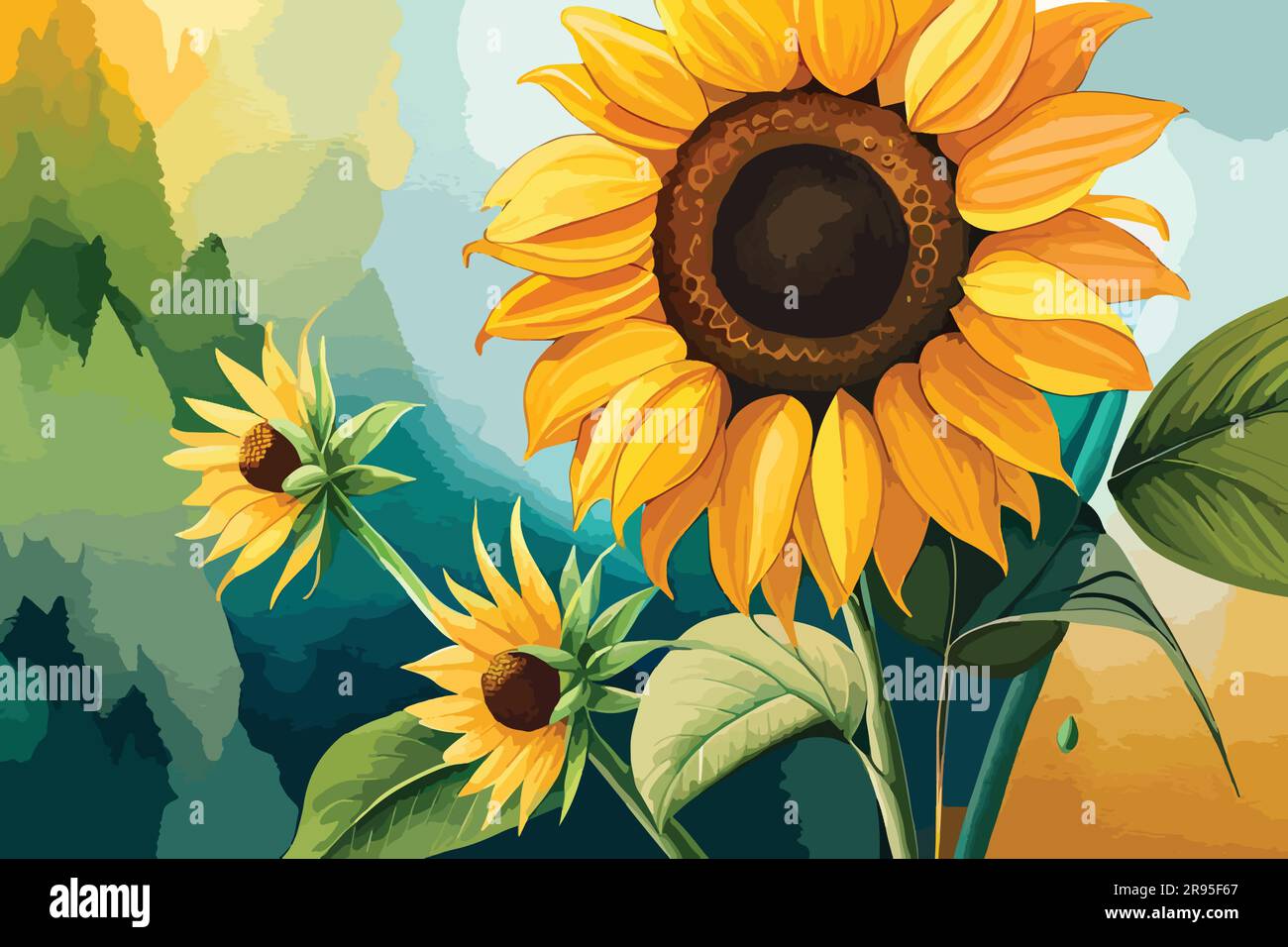 Abstract Sunflower Drawings In Graphite