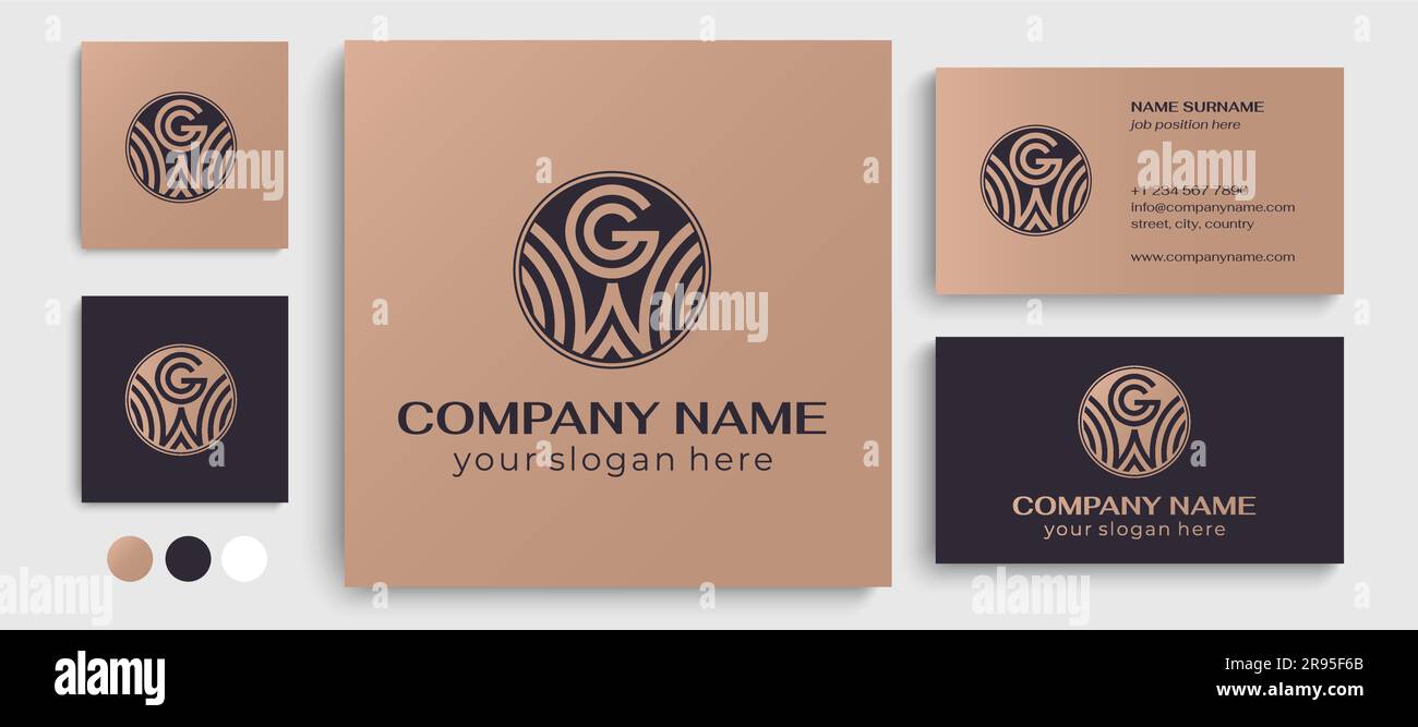 GW, WG logo. Luxury badge and monogram. Vector elegant logo. Letter WG ...