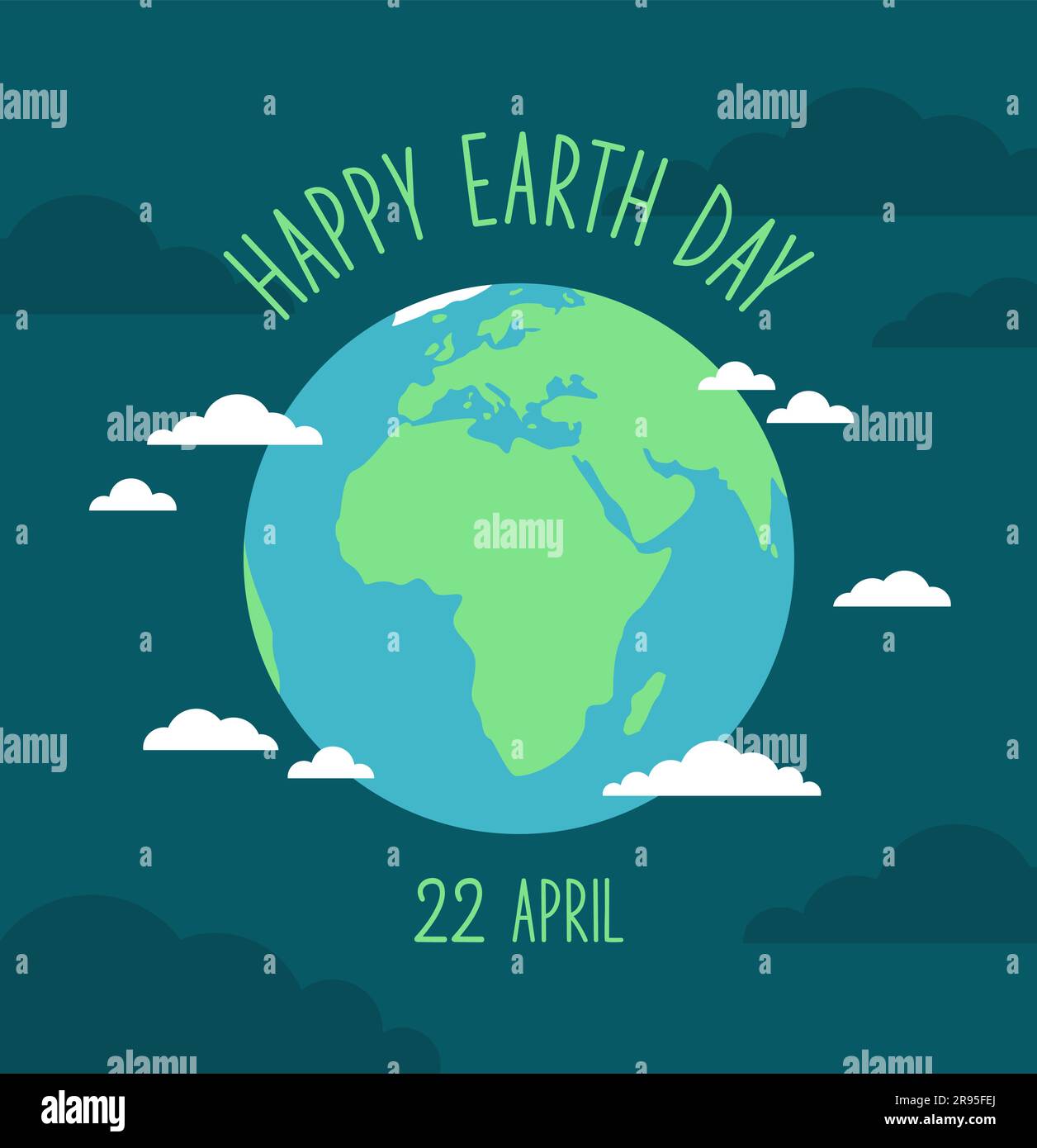 Globe of the planet Earth with clouds around on a dark blue background ...