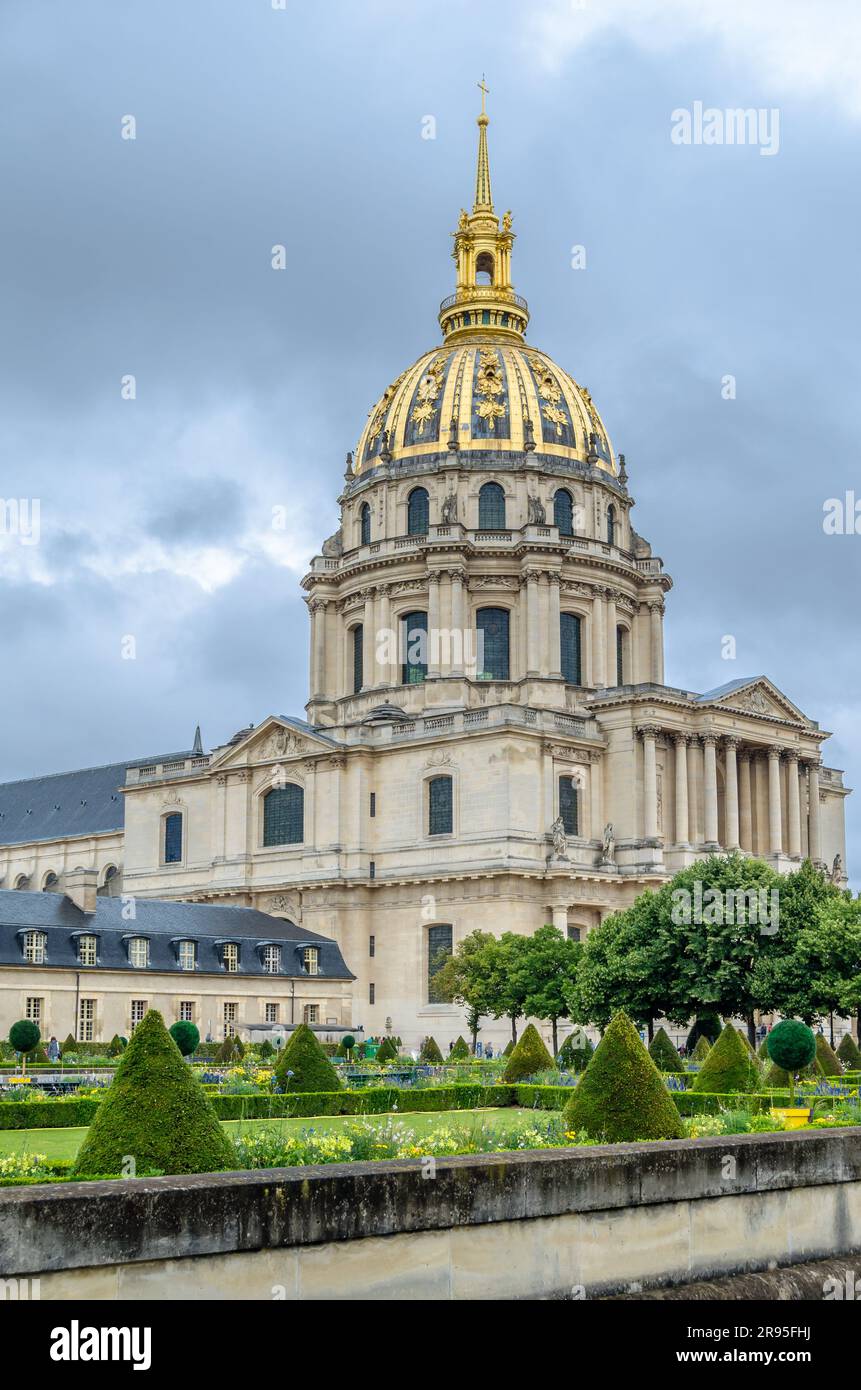View of the Dome des Invalides, an important landmark in Paris, France ...