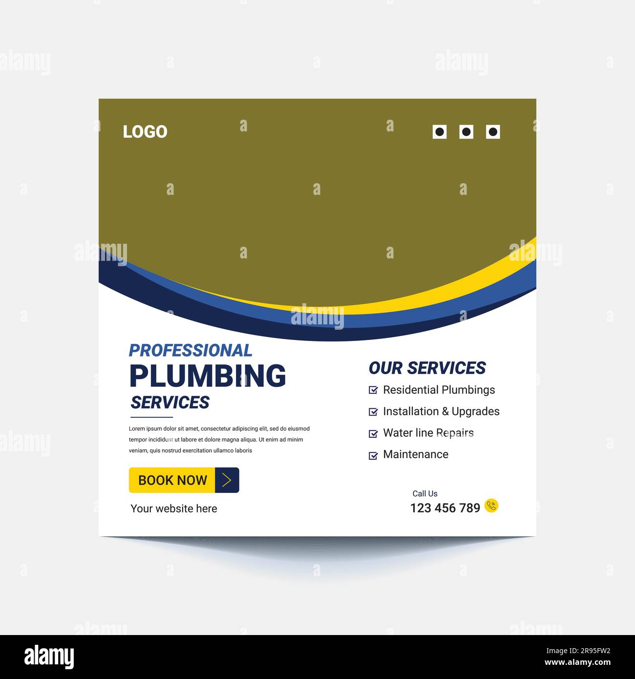 Plumbing service social media post template, plumber expert banner ...