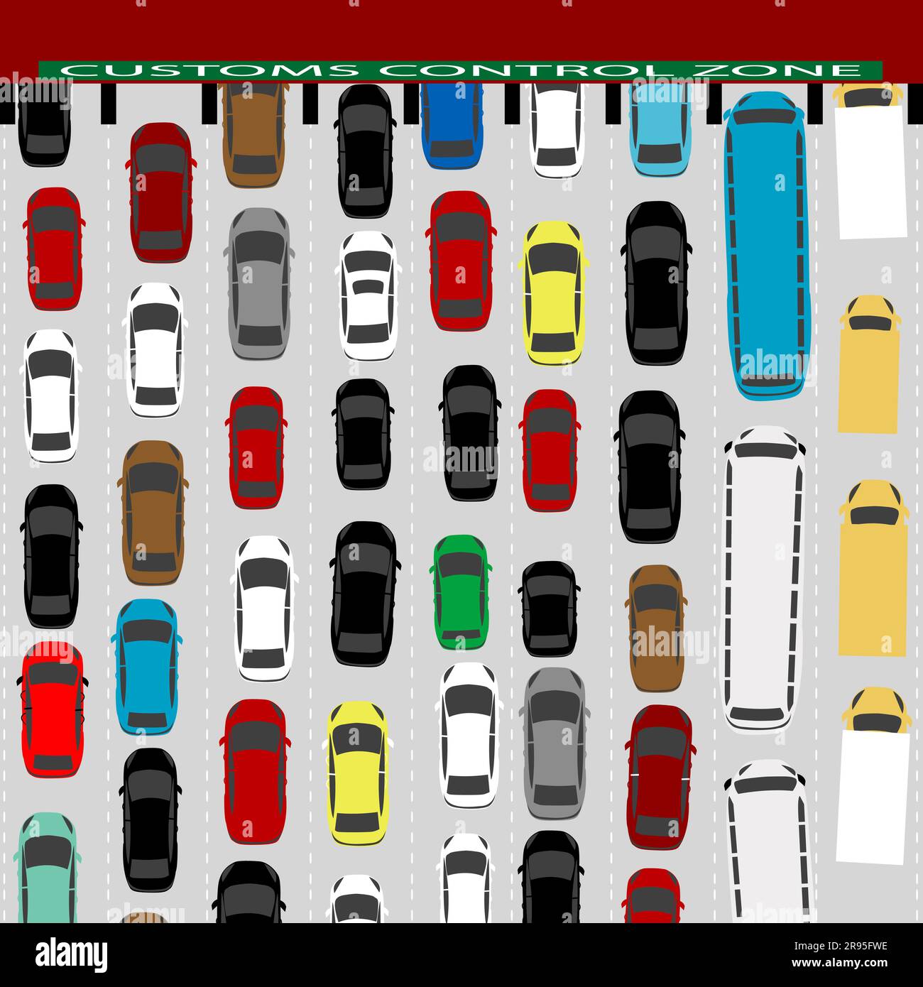 Customs control area with cars, aerial view Stock Vector Image & Art ...