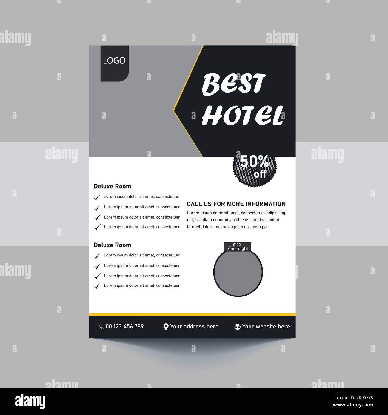 Best hotel service flyer template design. Golden hotel flyer poster ...