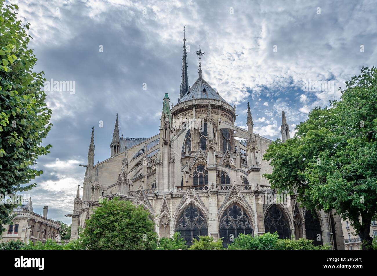Facade of the famous gothic cathedral of Notre-Dame de Paris, France ...