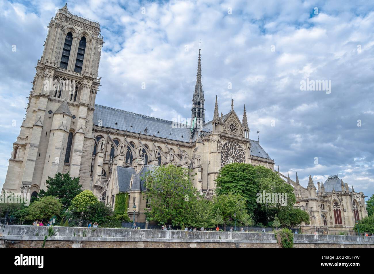 Facade of the famous gothic cathedral of Notre-Dame de Paris, France ...