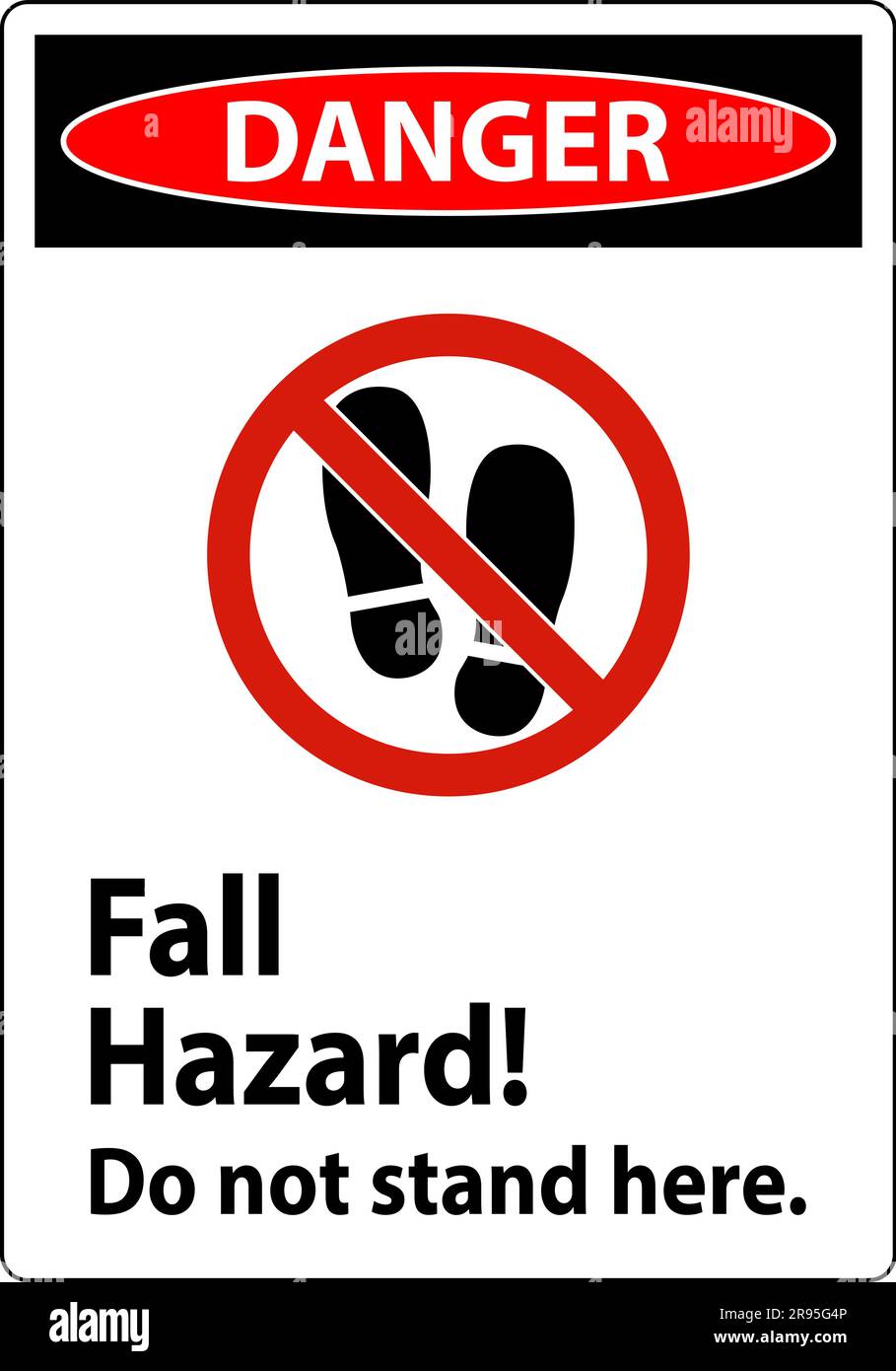 Danger Sign Fall Hazard, Do Not Stand Here On White Background Stock ...