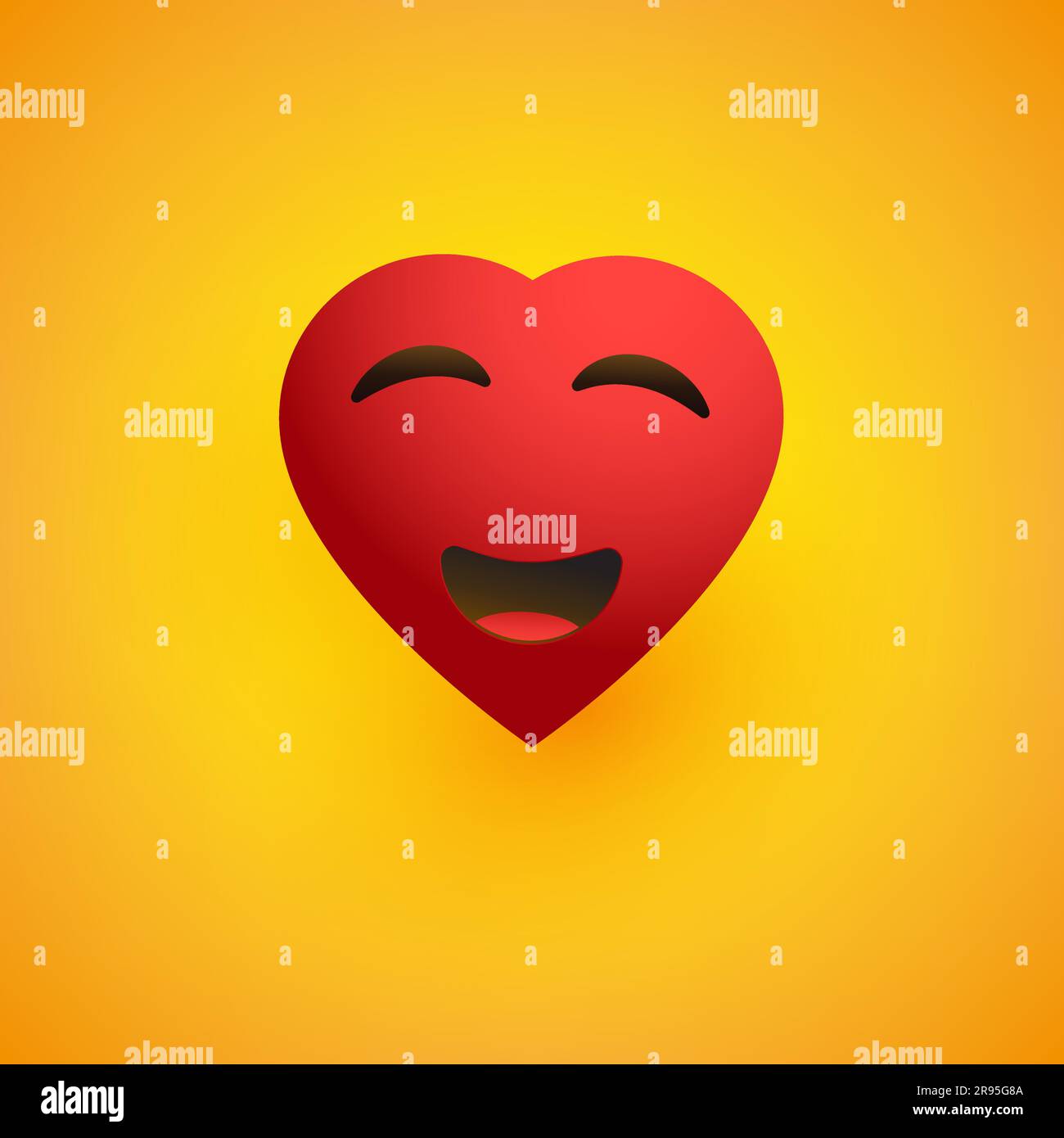 Smiling Face for Valentine's Day, Heart Shaped Emoticon on Yellow ...