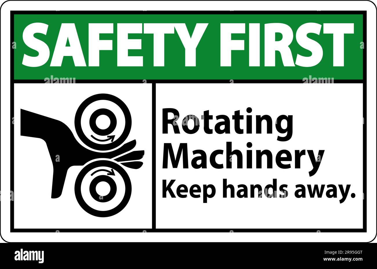 Safety First Sign Rotating Machinery Keep Hands Away Stock Vector Image ...