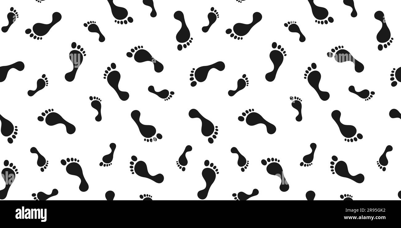 Seamless pattern of black footprints on a white background. Vector ...