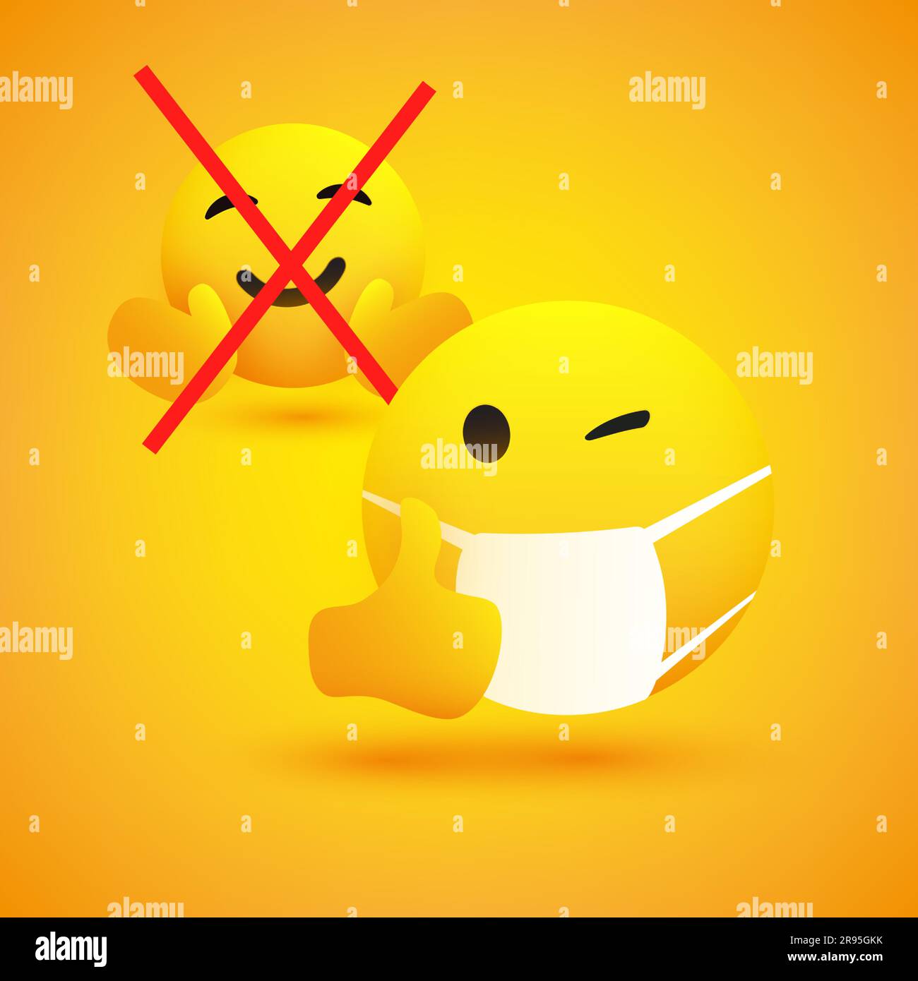 No Hugs and Handshakes - Concept with Emoticon with Winking Eye ...