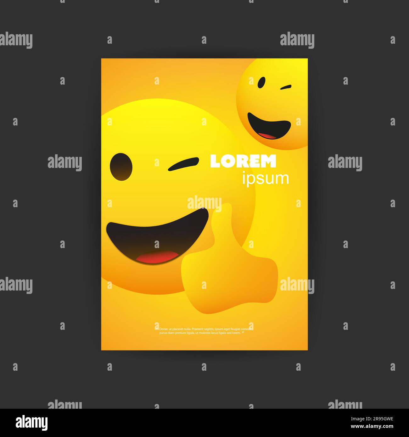 Flyer, Cover, Card or Banner Design with Smiling, Simple Happy Emoticon ...