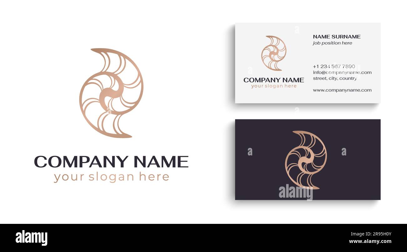 Shell logo. Modern seashell, naulilus. Elegant linear logo. Template to ...