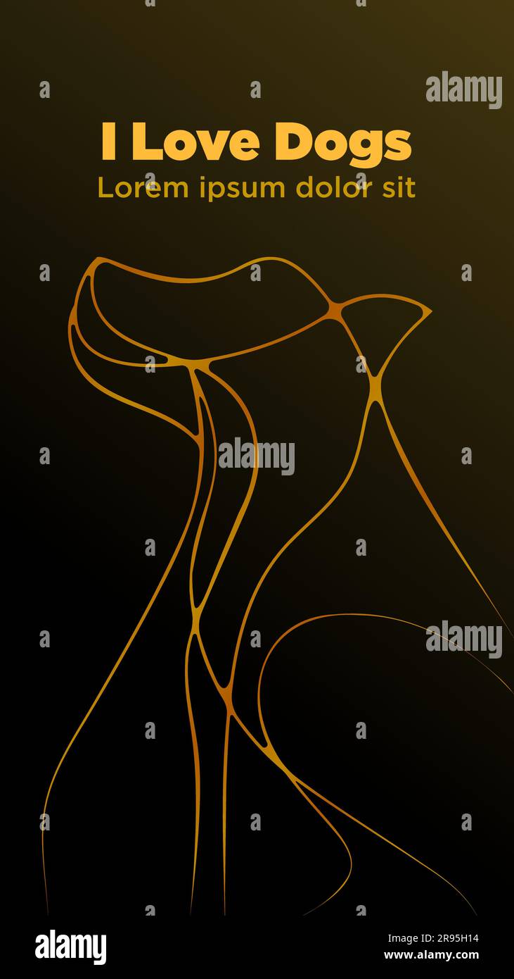 luxury gold line dog shape. dog abstract vector illustration Stock ...