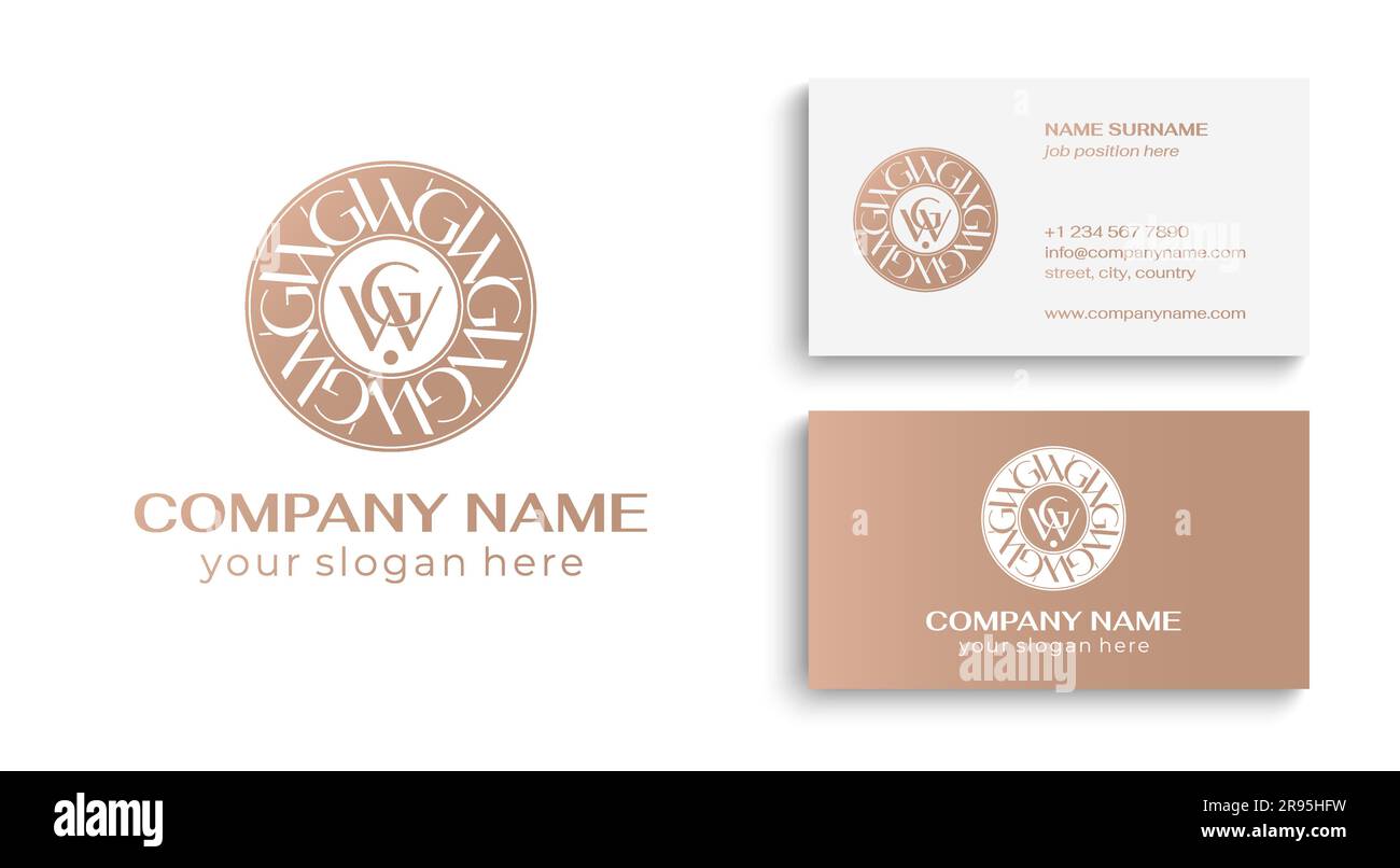 GW, WG logo. Luxury badge and monogram. Vector elegant logo. Letter WG ...