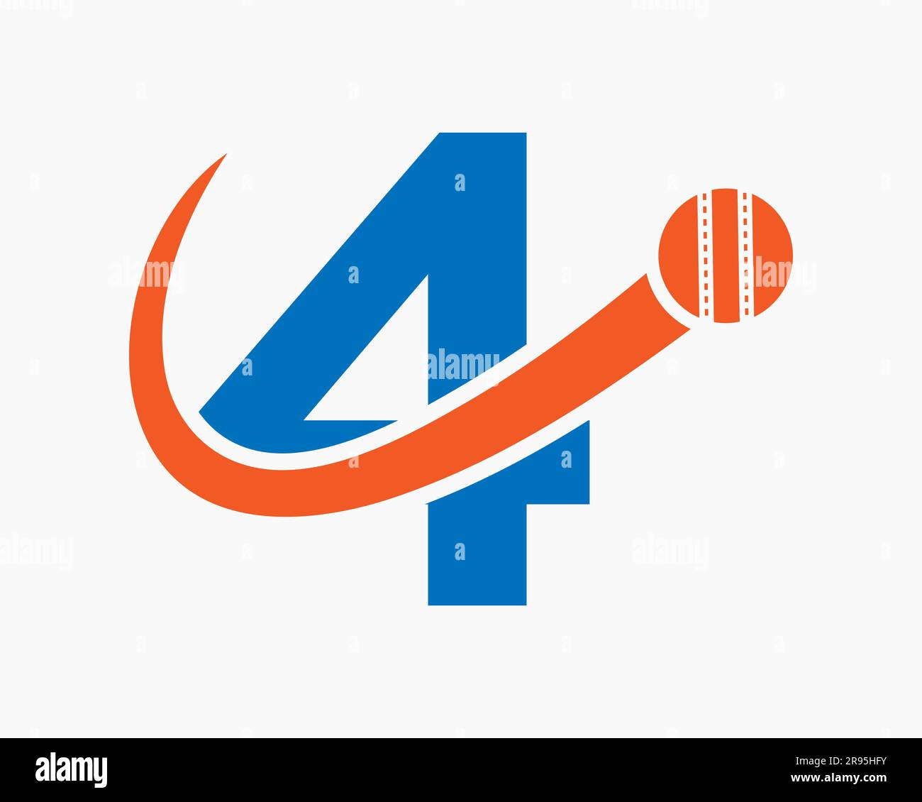 Letter 4 Cricket Logo Concept With Moving Ball Icon For Cricket Club ...