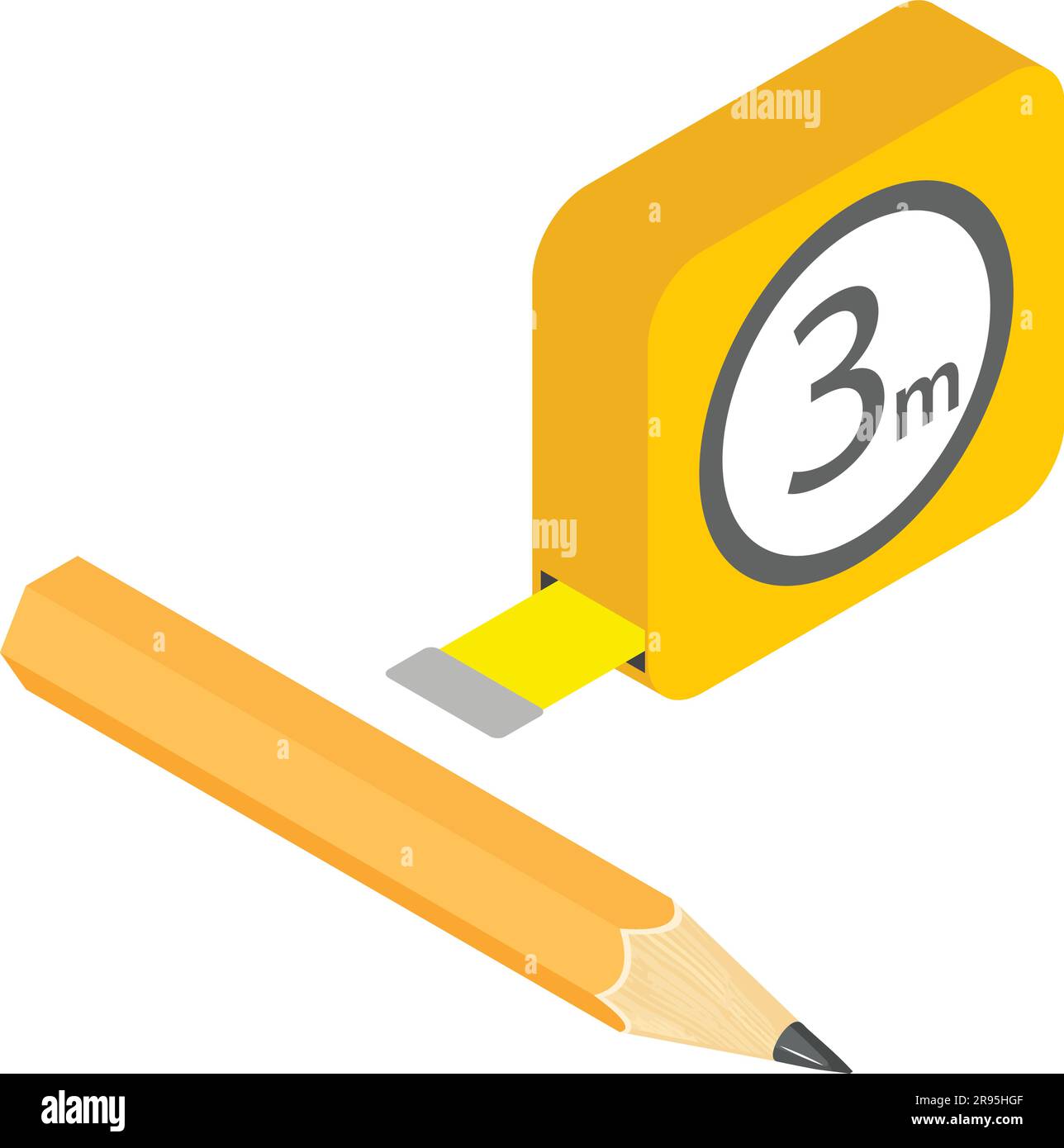 Engineering tool icon isometric vector. Yellow measuring tape and ...