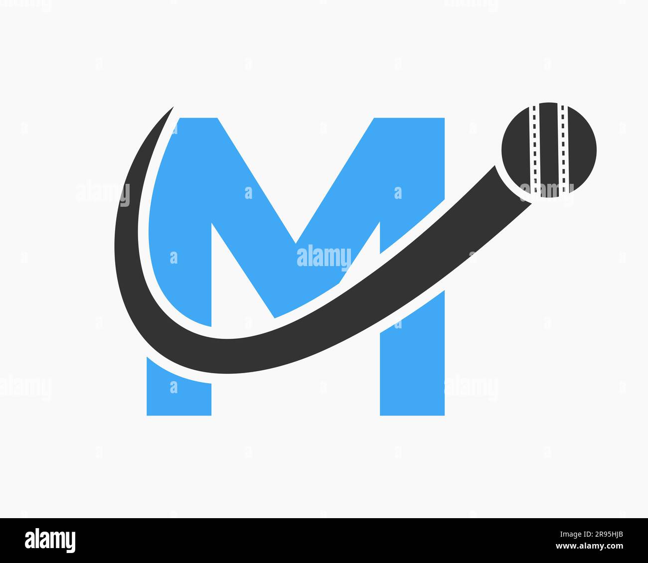 Letter M Cricket Logo Concept With Moving Ball Icon For Cricket Club ...