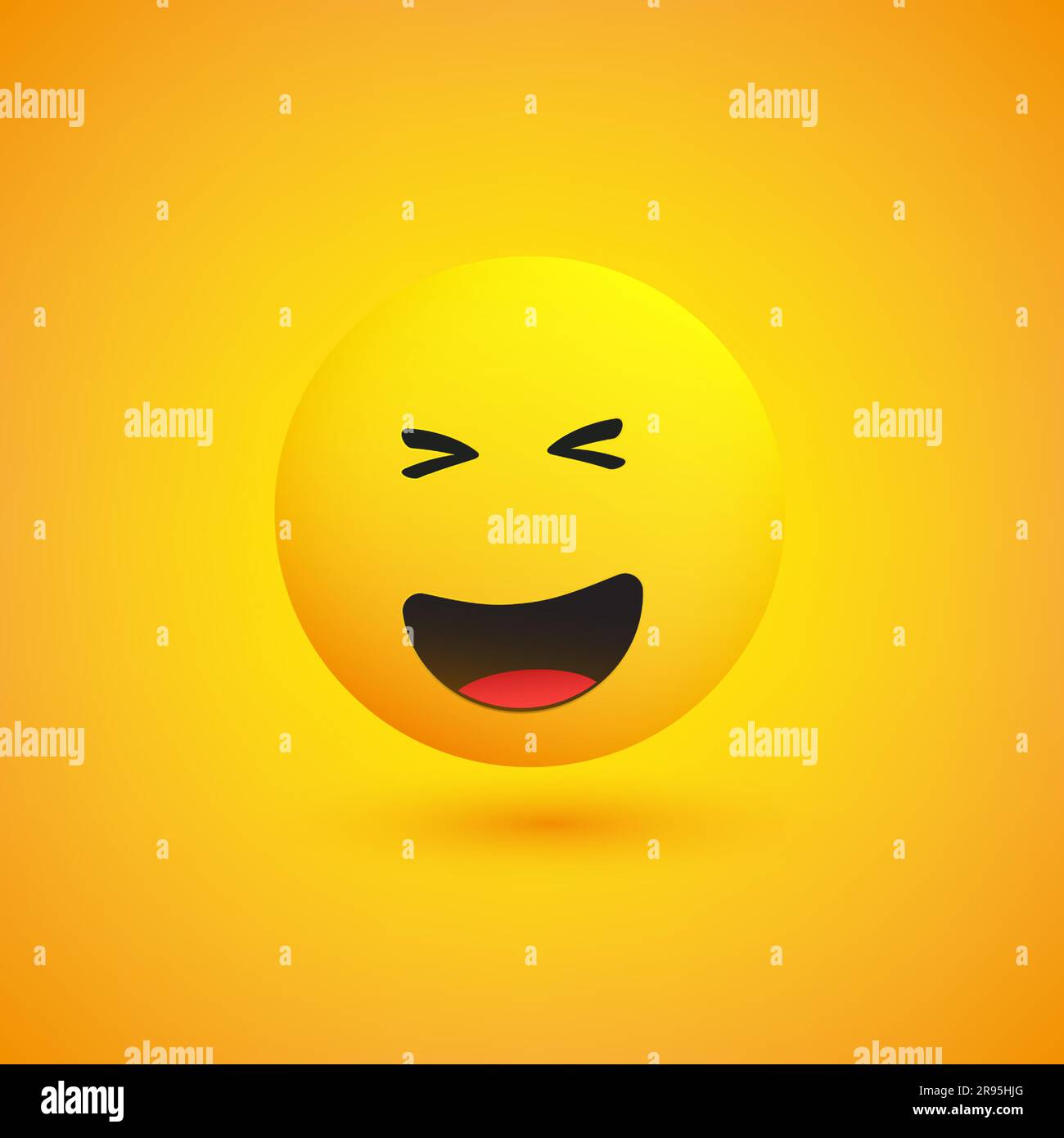 Grinning, Squinting Emoji - Simple Emoticon on Yellow Background ...