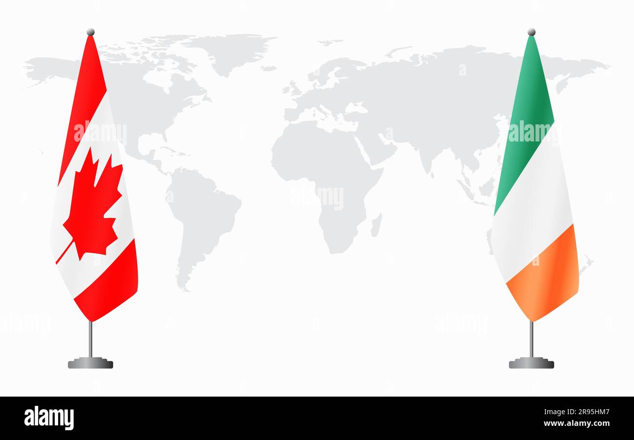 Canada and Ireland flags for official meeting against background of ...