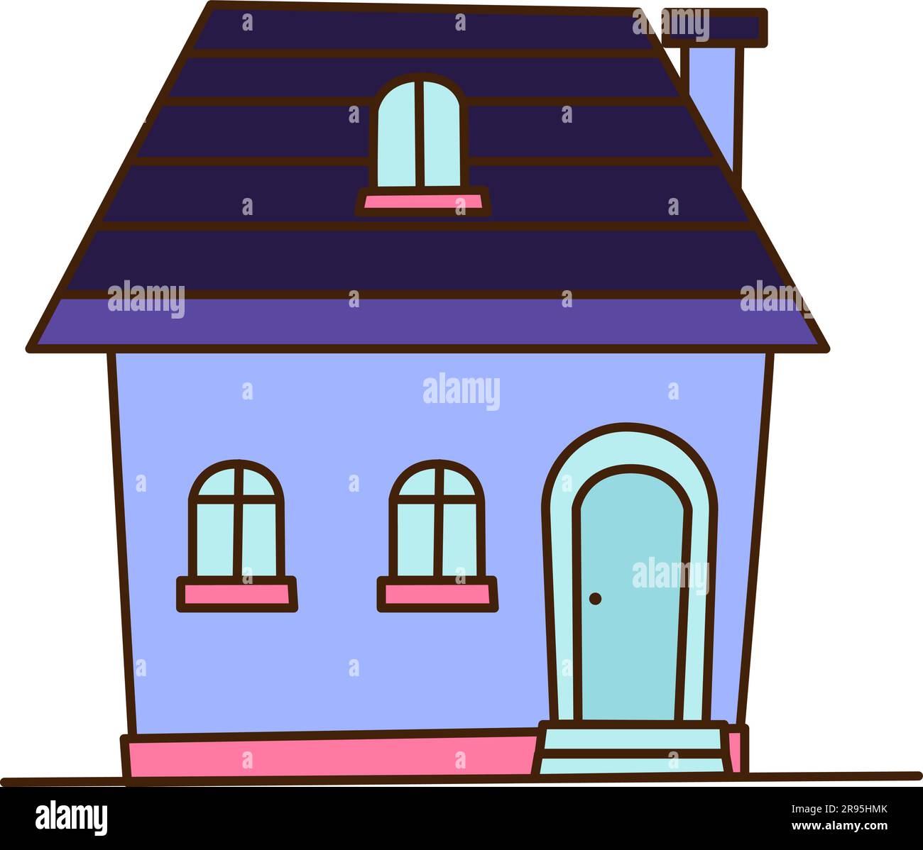 Vector cartoon purple house. Cute house. Child town illustration ...