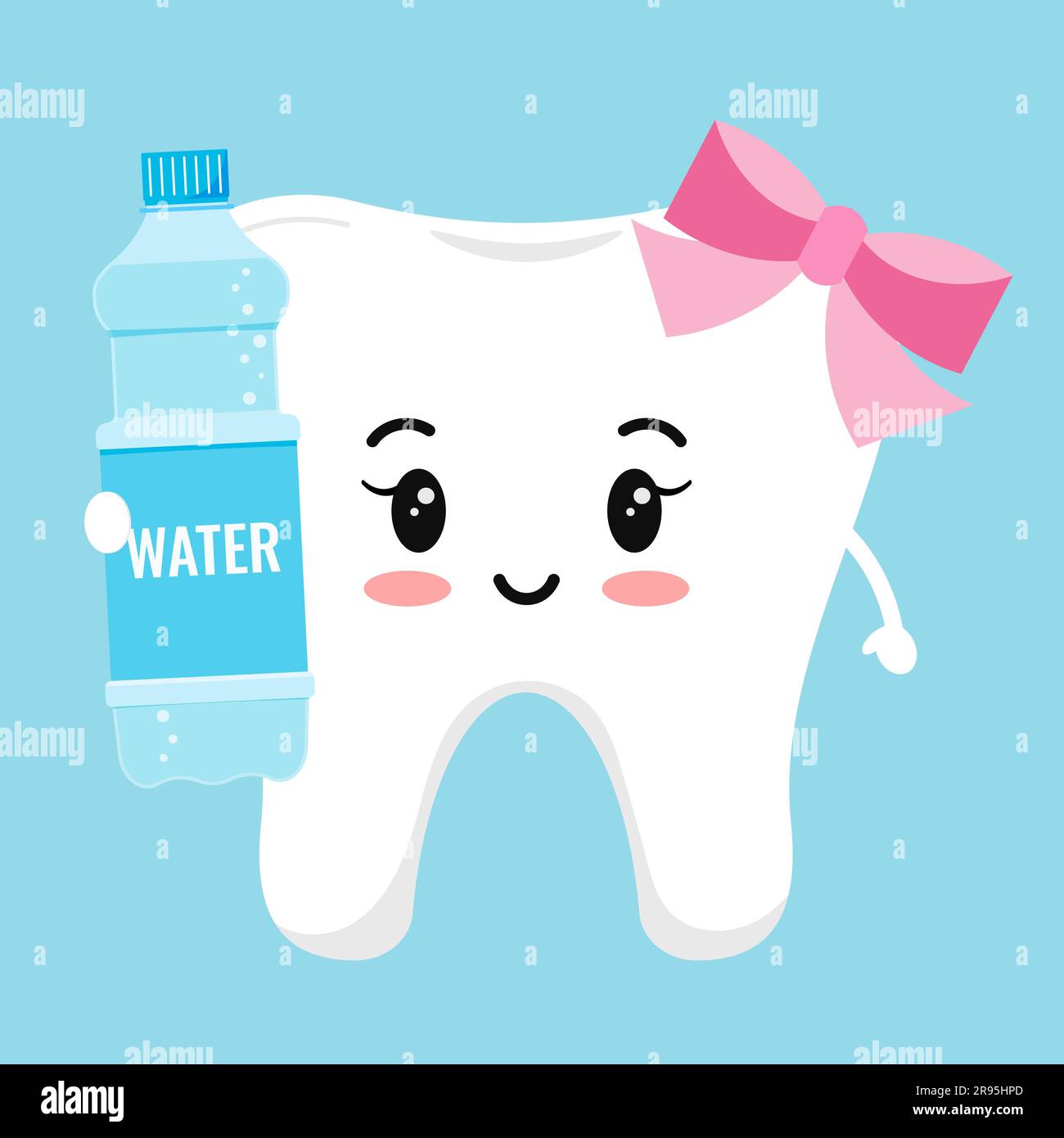 Cute tooth with water bottle food for dental teeth health concept Stock ...