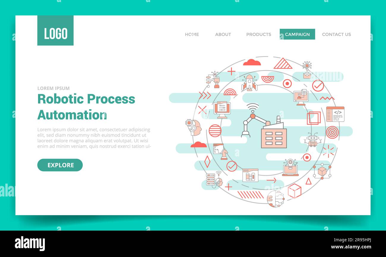 rpa robotic process automation concept with circle icon for website ...