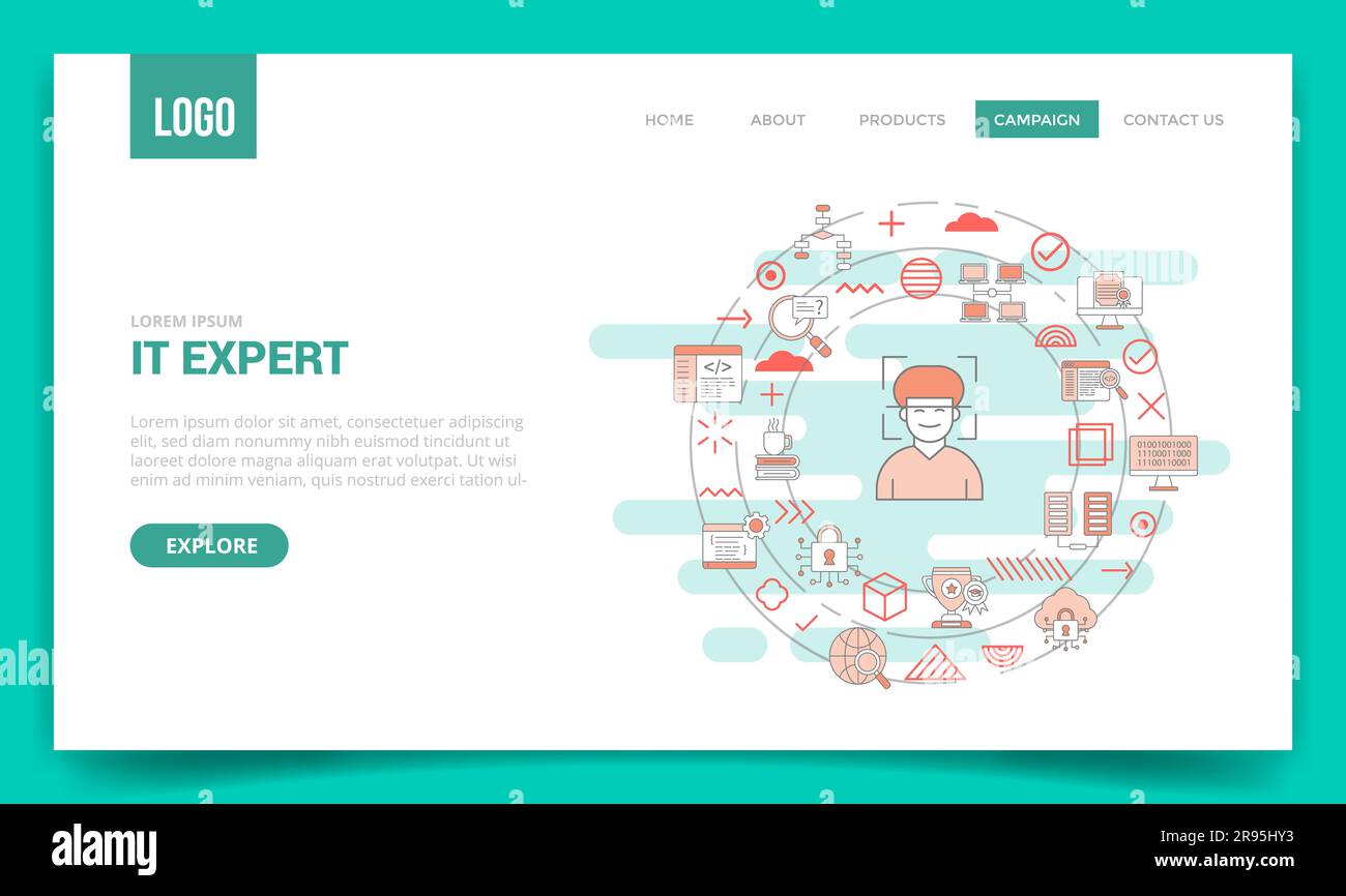 it expert concept with circle icon for website template or landing page ...