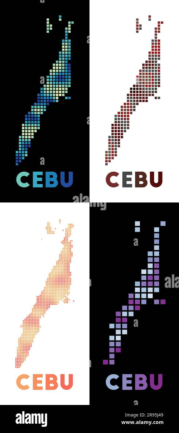 Cebu map. Collection of map of Cebu in dotted style. Borders of the ...