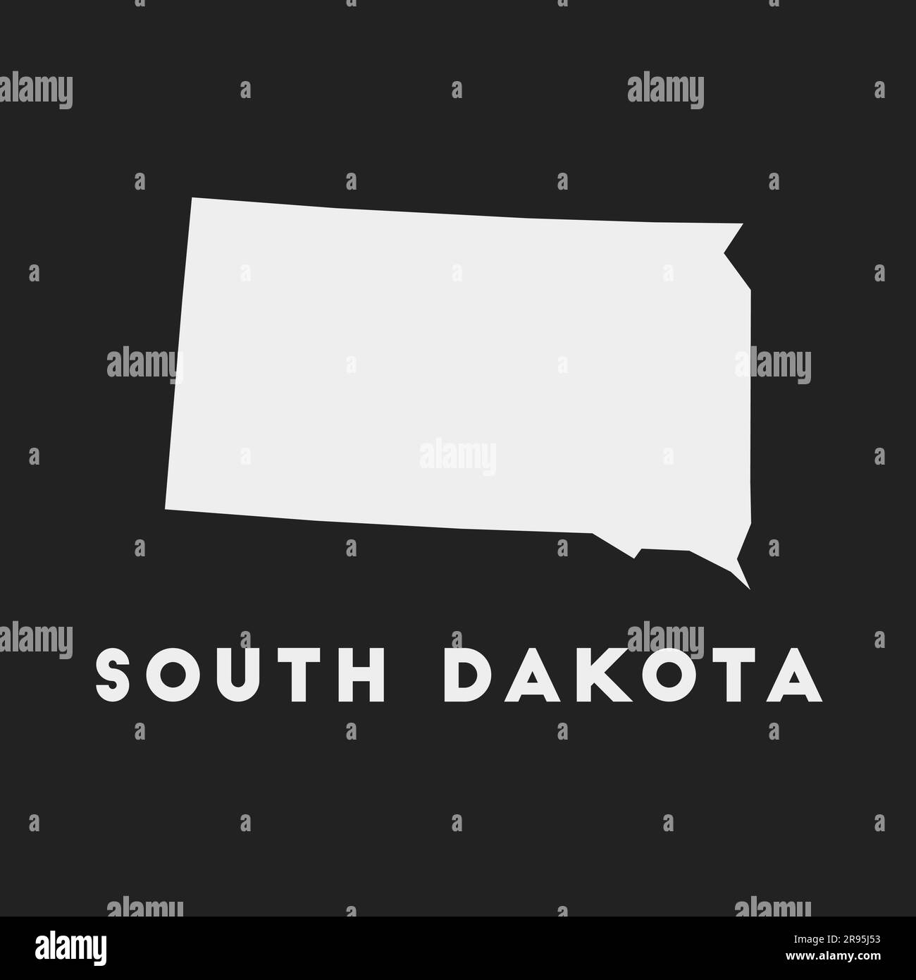 South Dakota Icon Us State Map On Dark Background Stylish South Dakota Map With Us State Name