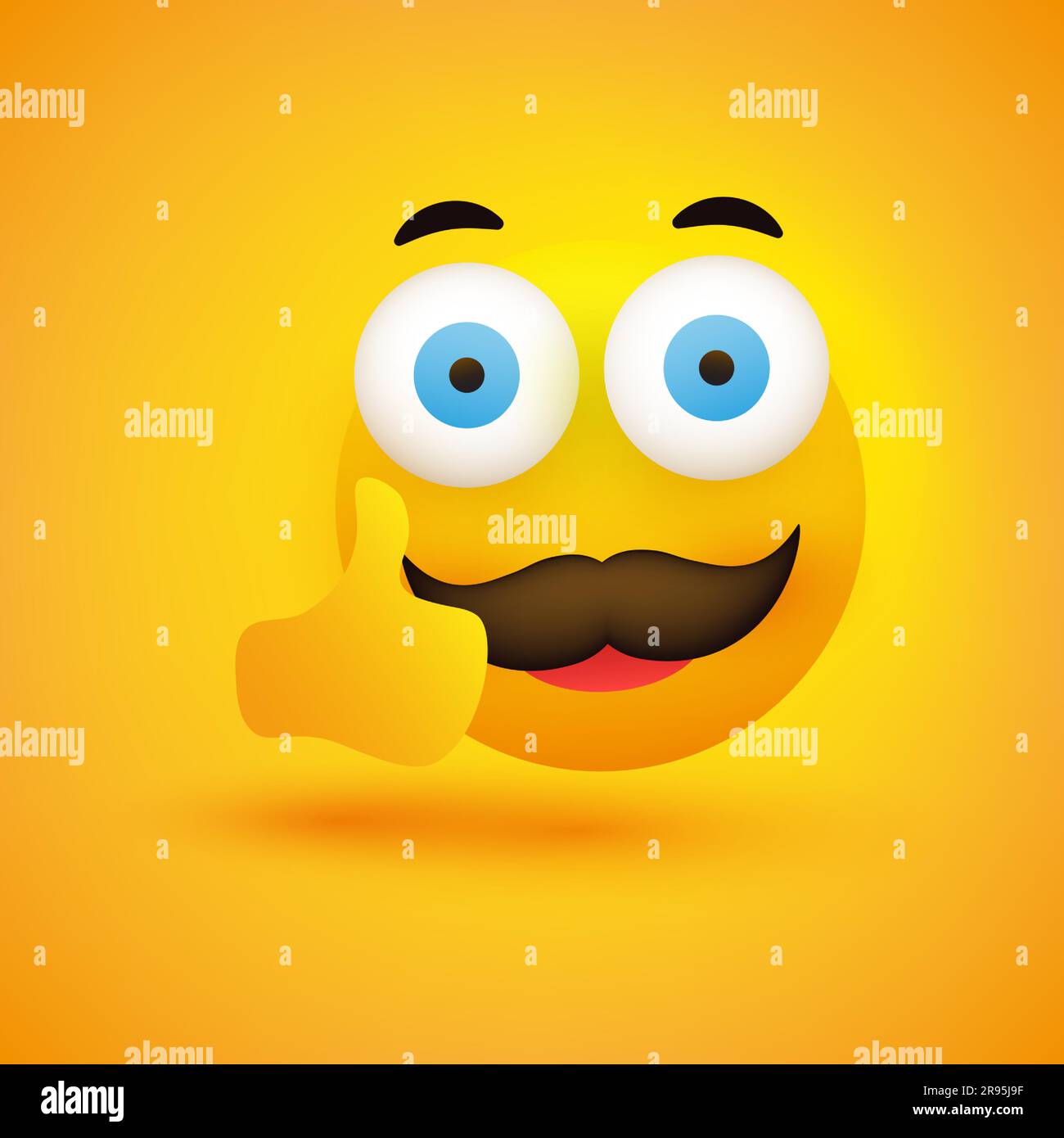 Smiling Emoji - Simple Happy Emoticon with Pop Out Eyes and Mustache ...