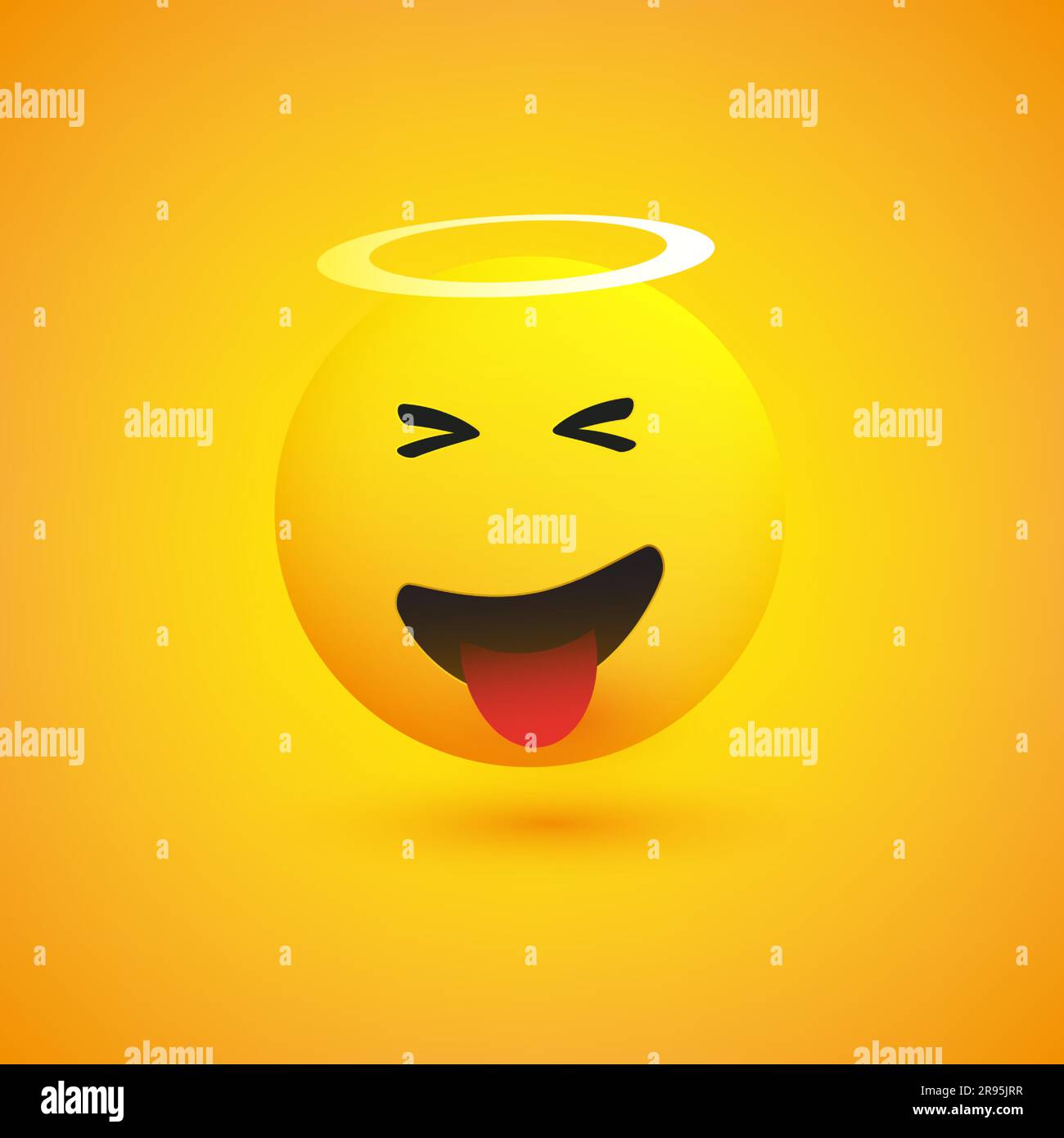 Smiling, Laughing Cheeky Face with Angel Halo - Emoticon Concept Design ...