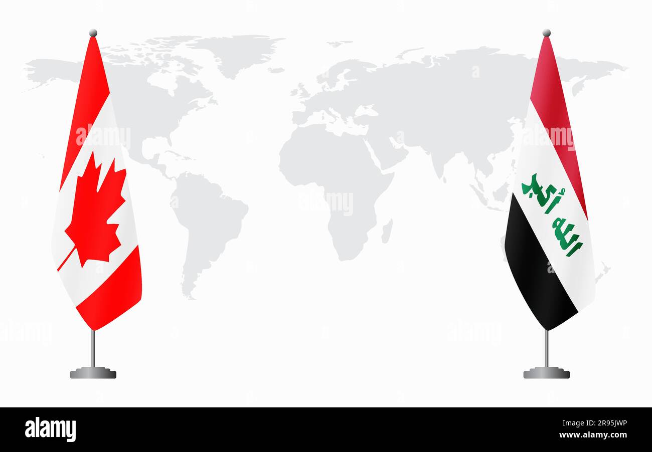 Canada and Iraq flags for official meeting against background of world ...