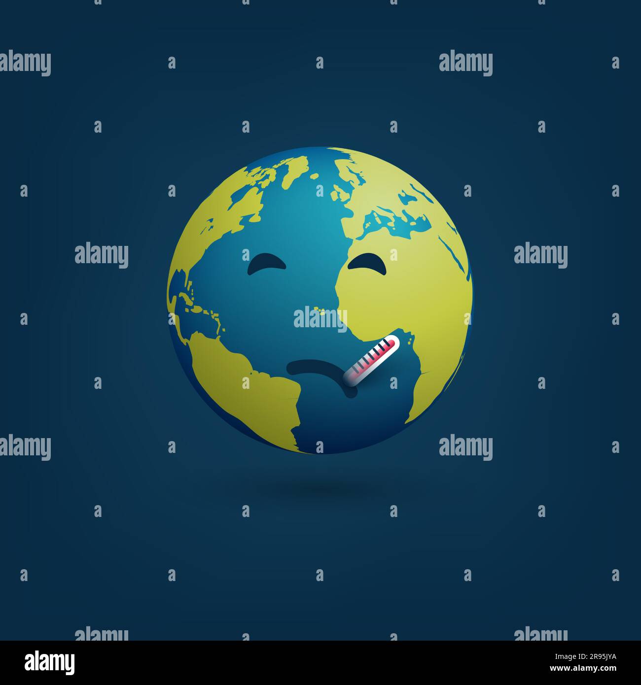 Sick Earth - Globe with Thermometer - Covid-19 Design Concept - Vector ...