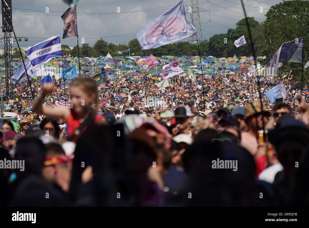 The crowd watching British rapper Aitch performing on the Pyramid Stage ...