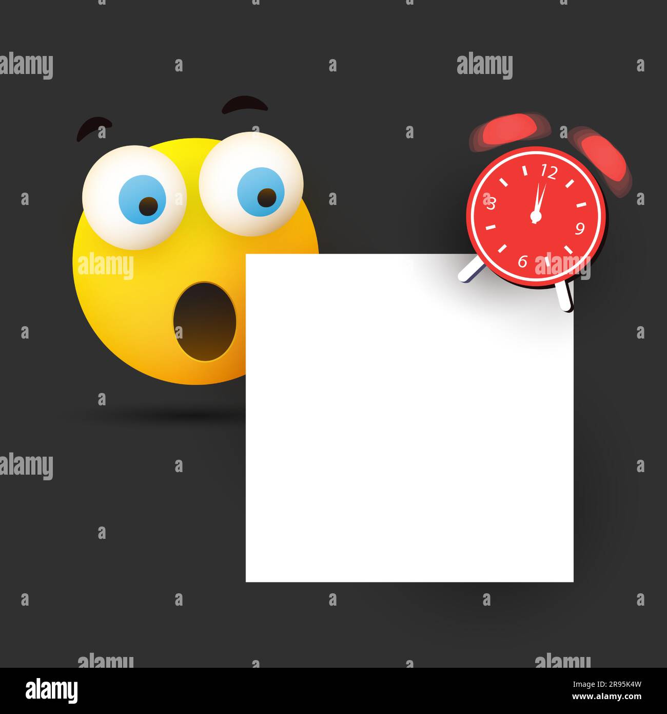 Surprised Emoticon with Pop Out Eyes Behind a White, Blank Square ...