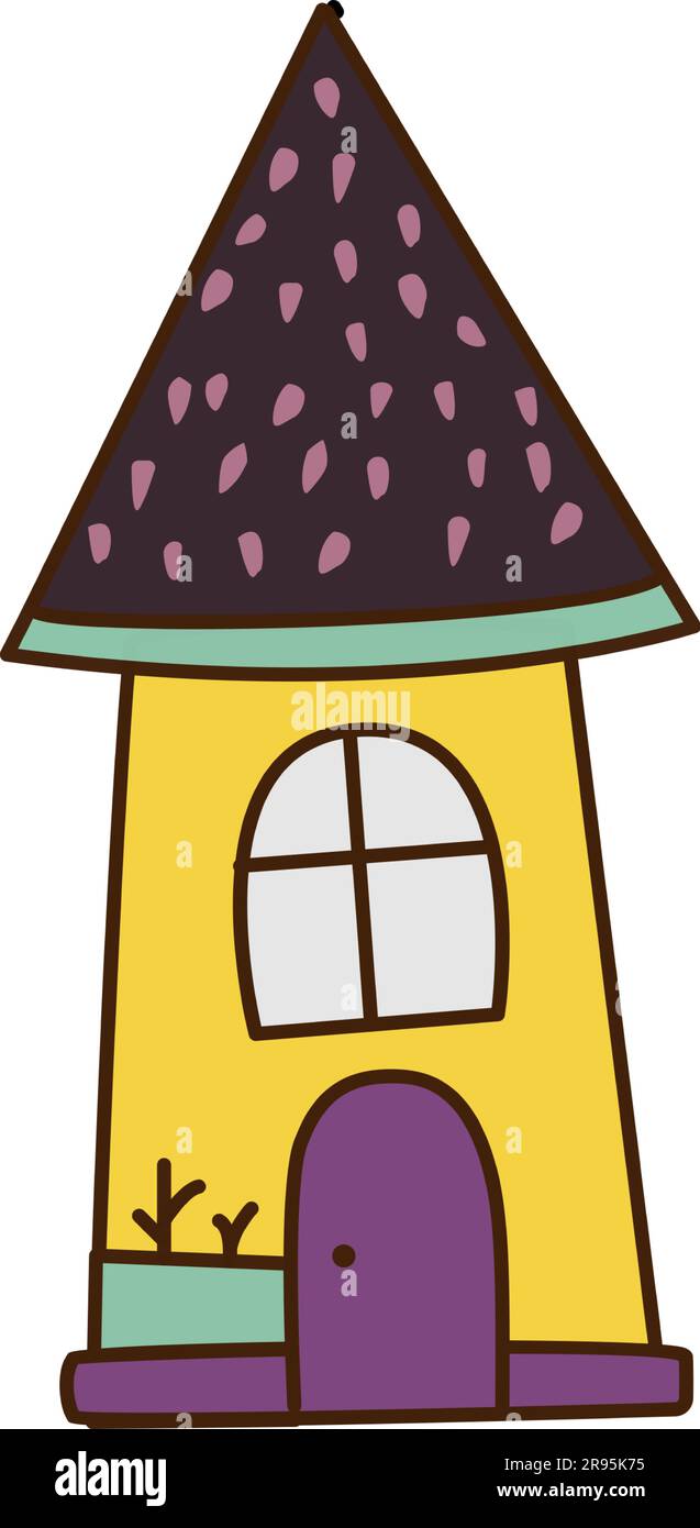 Yellow house vector illustration in cartoon style. Flat modern house in ...