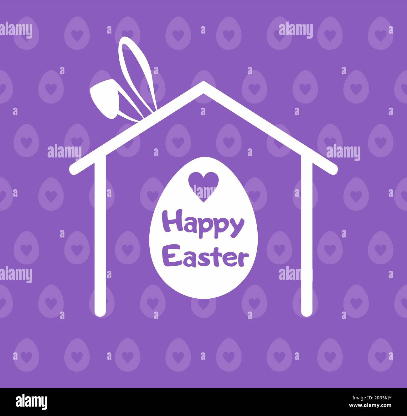 Happy Easter greeting card. White egg with text and heart inside white ...
