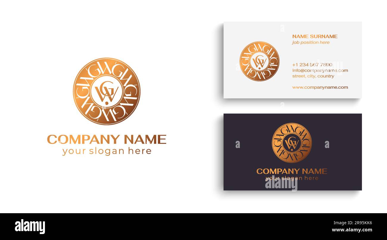 GW, WG logo. Luxury badge and monogram. Vector elegant logo. Letter WG ...