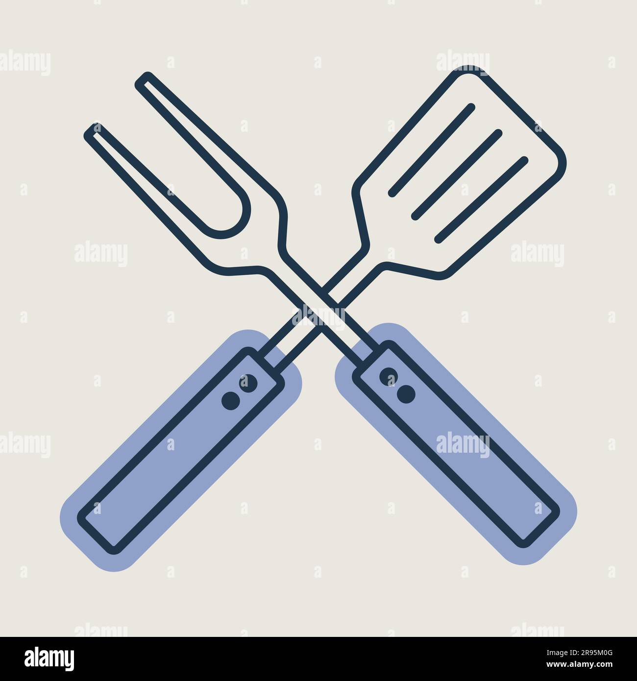 Big fork and spatula vector icon. Kitchen appliance. Graph symbol for ...