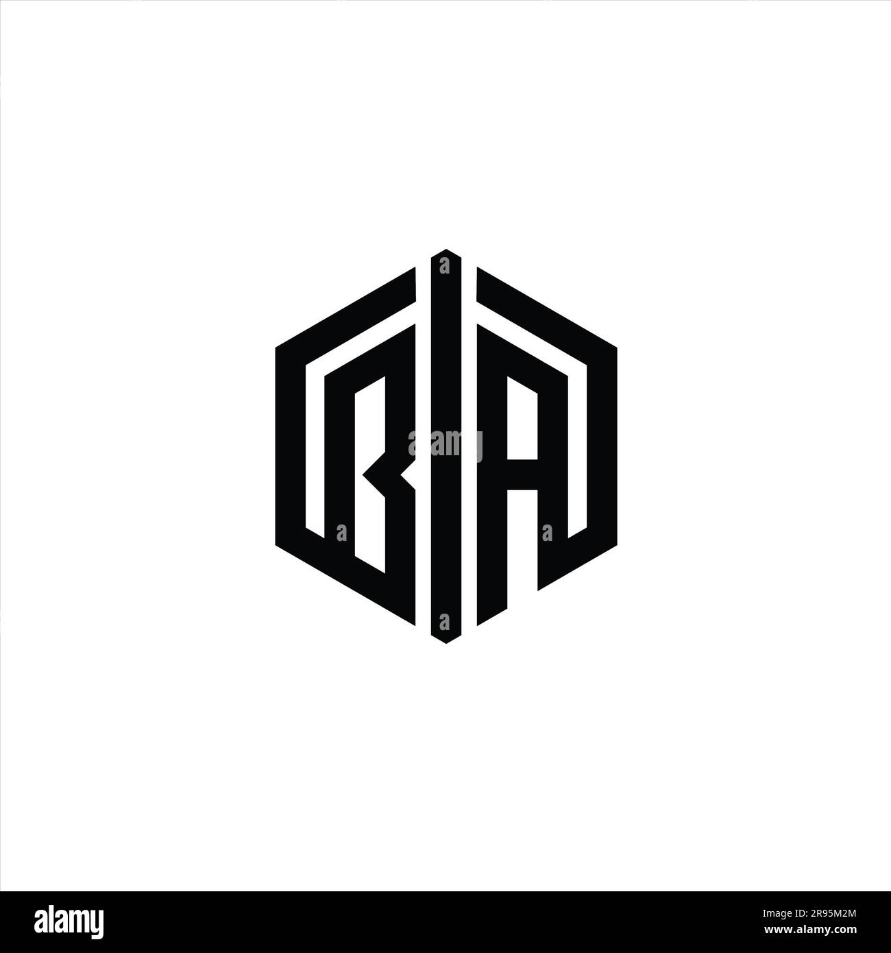 BA Letter Logo monogram hexagon shape with connect outline style design ...