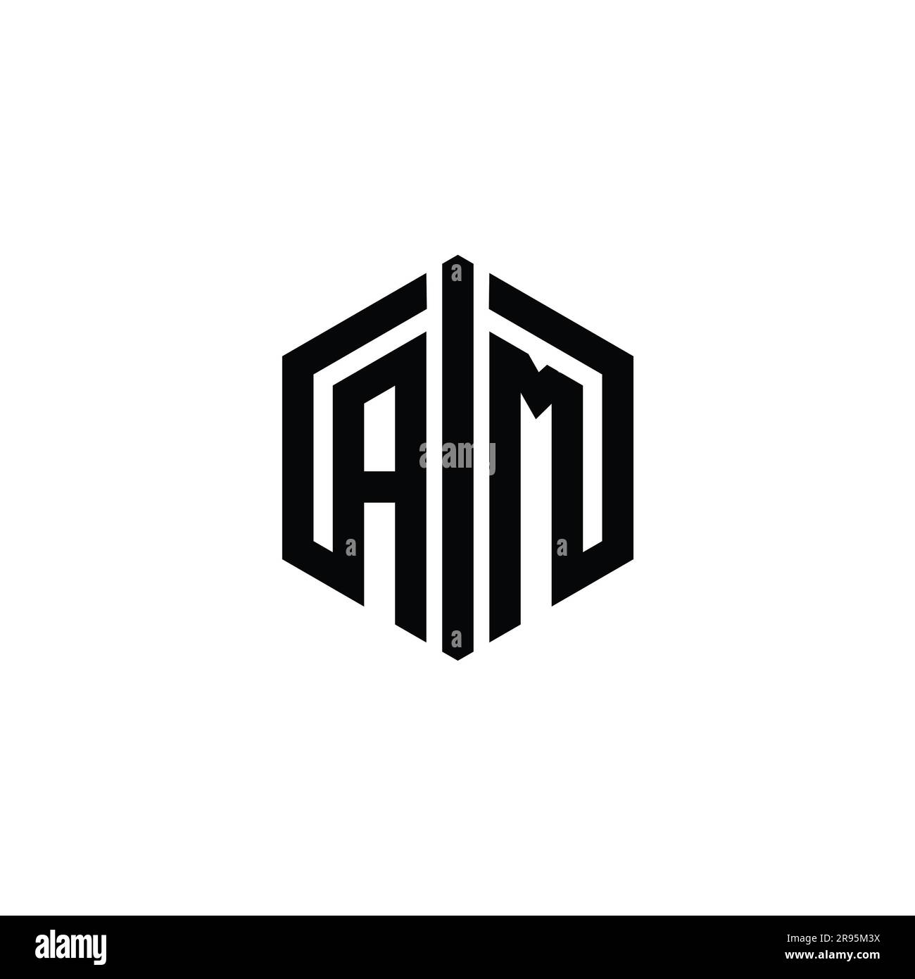 AM Letter Logo monogram hexagon shape with connect outline style design ...