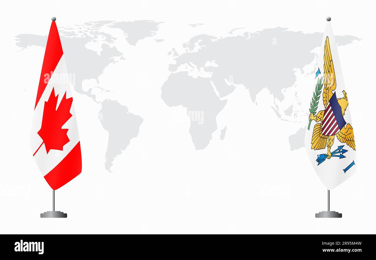 Canada and United States Virgin Islands flags for official meeting ...