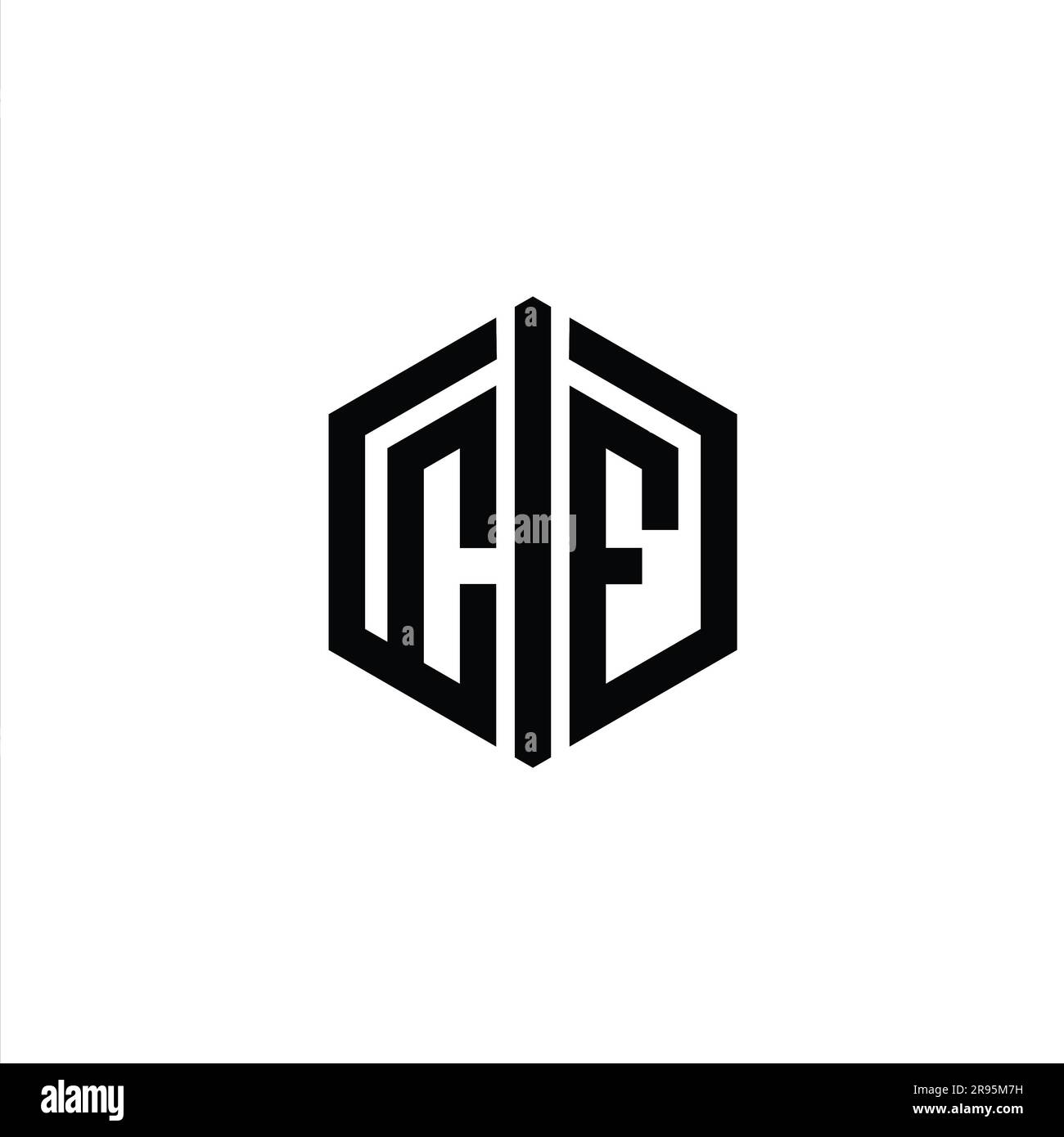 CF Letter Logo monogram hexagon shape with connect outline style design template Stock Photo - Alamy