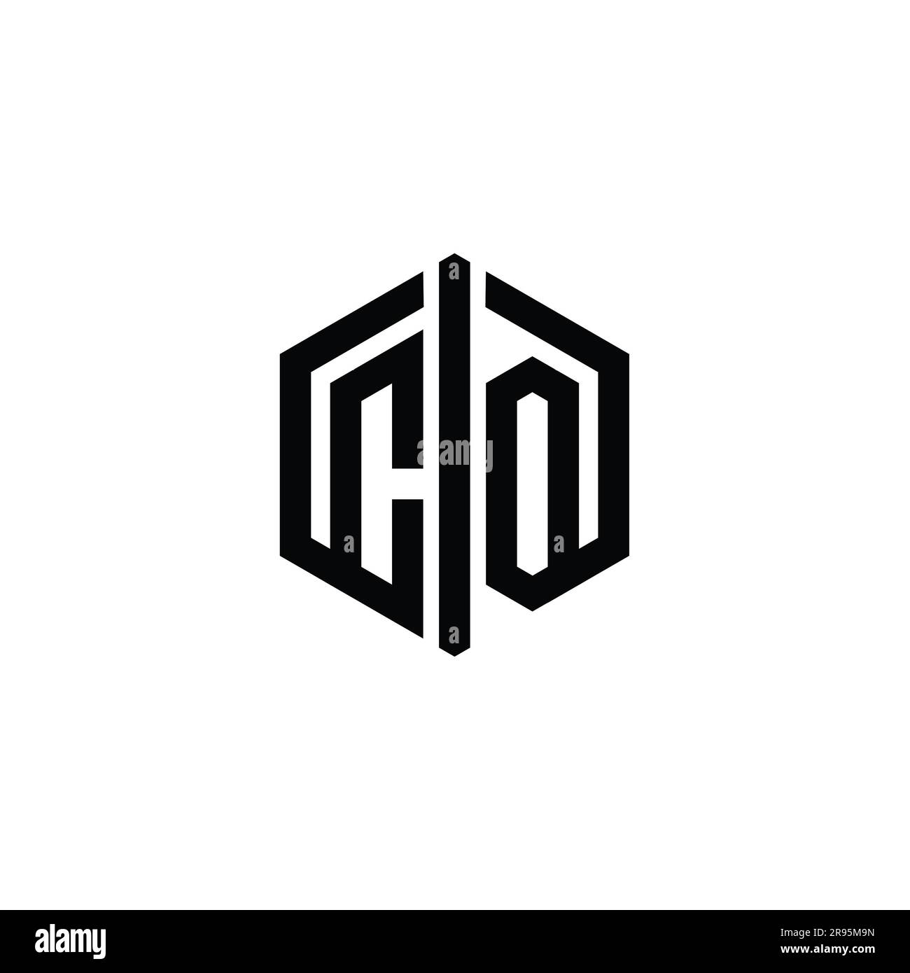 CO Letter Logo monogram hexagon shape with connect outline style design ...