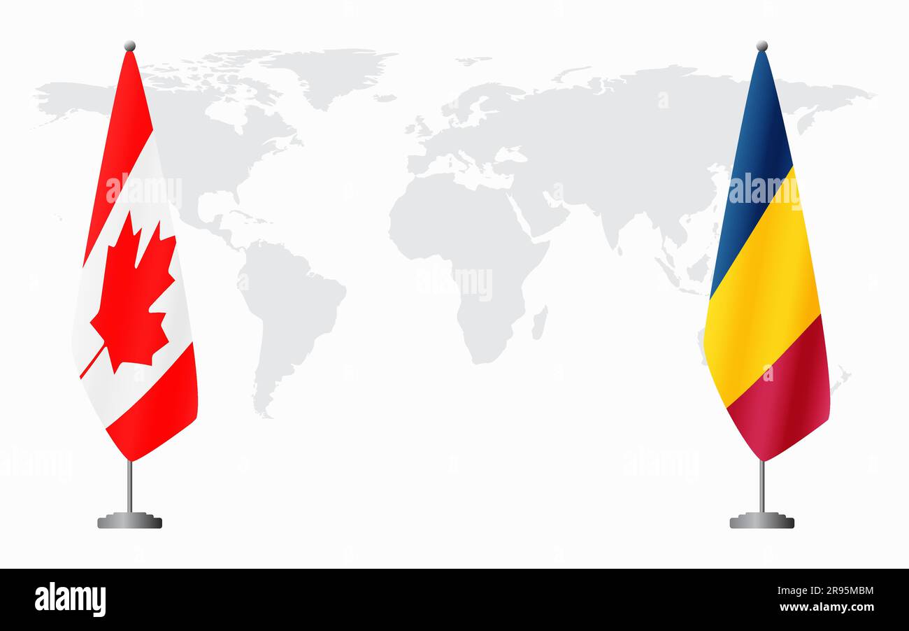 Canada and Chad flags for official meeting against background of world ...