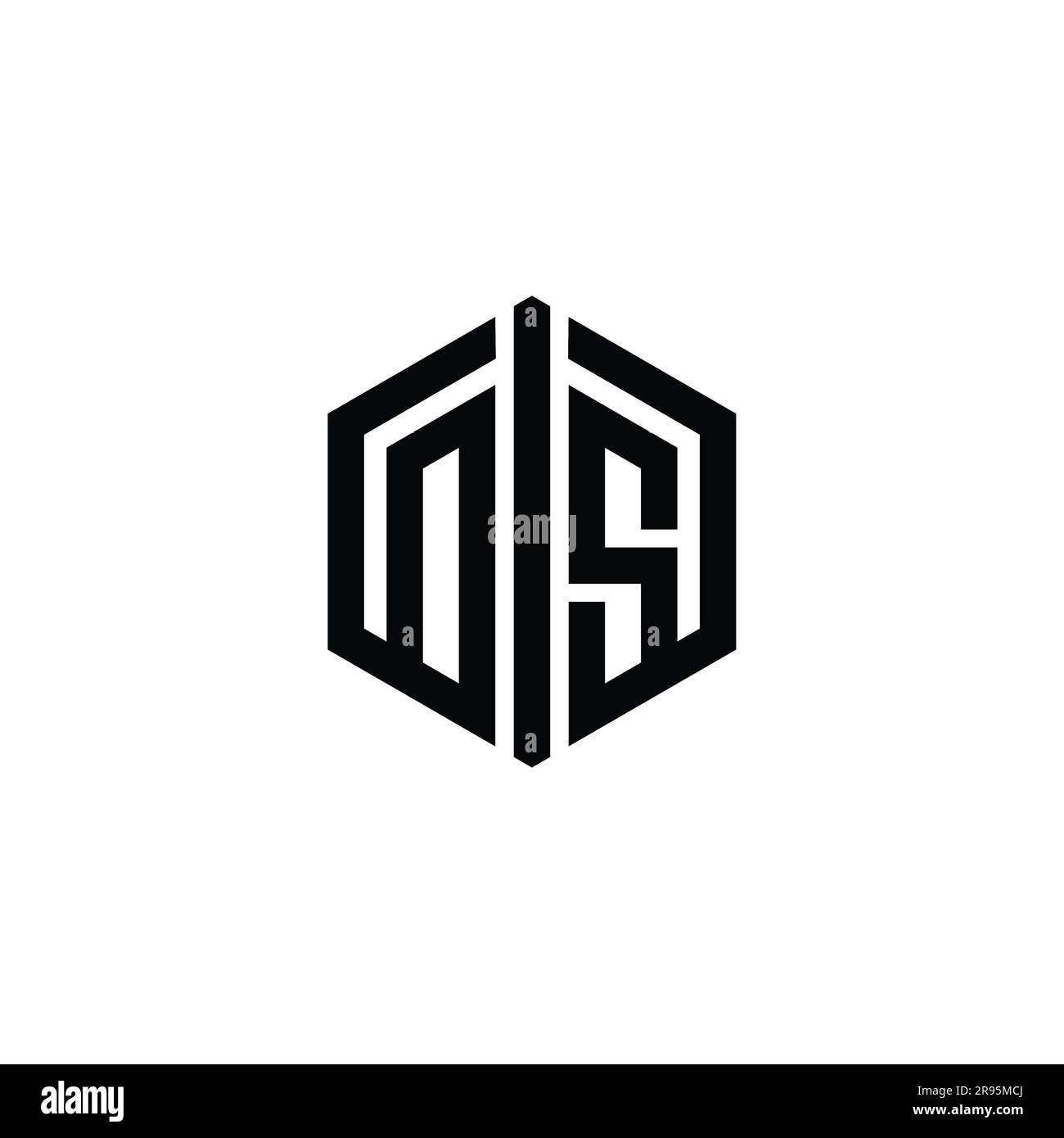 DS Letter Logo monogram hexagon shape with connect outline style design ...